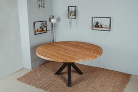 Wudboys Jídelní stůl ROUND - IKS Barva kovu: Bílá, Dřevo: Dub, Rozměr: Průměr 100 cm, moderní skandinávský styl