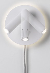Paulmann 78918 Tabari, nástěnné svítidlo k posteli s dvojím svícením, LED 4W+1,4W 3000K, bílá, průměr 14cm