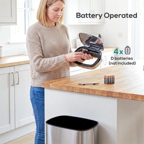 HOMCOM Automatický odpadkový koš se senzorem, kuchyňský, nerez, stříbrný, 68L| Aosom