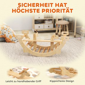 AIYAPLAY Montessori prolézačka pro vnitřní použití, dřevěný prolézací oblouk 2 v 1, pro děti od 2 do 4 let, 110x52x45 cm, přírodní dřevo