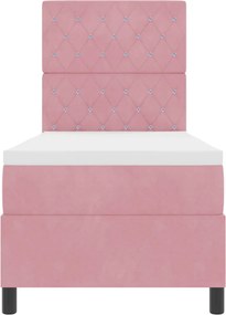 Postel s boxspringem s matrací s čelo Růžová 80 x 200 cm samet 3339733