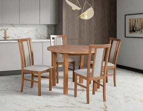 Drewmix jídelní sestava DX 4 odstín dřeva (židle + nohy stolu) bílá, odstín lamina (deska stolu) bílá, potahový materiál látka s doplatkem