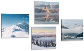 Set obrazů zasněžené hory - 4x 60x60 cm