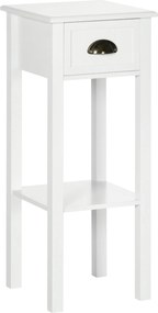 HOMCOM Moderní malý noční stolek se zásuvkou a úložnou policí pro obývací pokoj a ložnici 30x30x75 cm bílý | Aosom