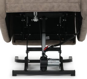 TV křeslo MATEO s elektrickým polohováním — 2 motory, látka, béžová, nosnost 150 kg