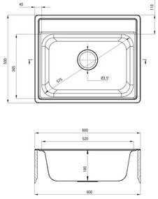 Deante ZYU_0103 - Kuchyňský dřez SOUL 50x60 cm satin