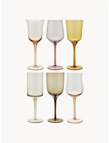 Sada ručně foukaných sklenic na víno v různých barvách a tvarech Diseguale, 6 dílů
