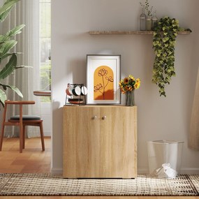 HOMCOM Skříňka do obývacího pokoje s 2 dvířky, úložná skříň s 2 policemi na knihy, oblečení a hračky, moderní styl 70x39x70 cm, přírodní dřevo
