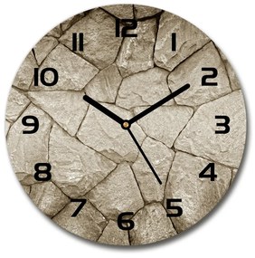 Wallmuralia Skleněné hodiny kulaté Stěna z kamení fi 30 cm