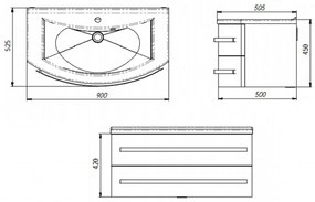 Lavedo Vanessa Red 90 koupelnová skříňka s umyvadlem