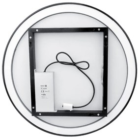 Černé kulaté zrcadlo do koupelny 60 cm s osvětlením NIMCO ZPC 28000R-90