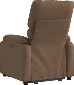 Zvedací polohovací křeslo hnědé textil 3204828