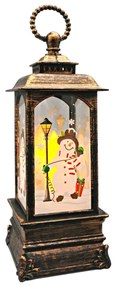 Vánoční lucernička s LED svíčkou, Sněhulák, 19cm