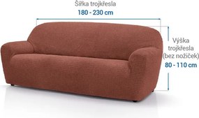Super strečové potahy  RUBINIA cihlová trojkřeslo (š. 180 - 230 cm)