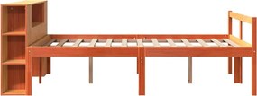 Postel s knihovnou bez matrace hnědá 135 x 190 cm masivní dřevo 3321980