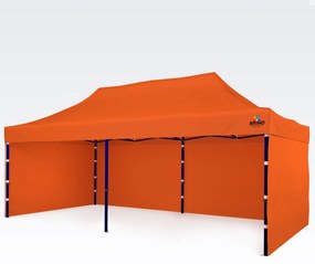 BRIMO Nůžkový párty  stan 3x6m - s 3 stěnami - Oranžová E. Ocel