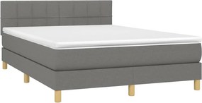 Box spring postel s matrací a LED tmavě šedá 140x200 cm textil 3133718