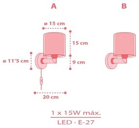 Dalber 41199 - Dětská nástěnná lampa RAINBOW 1xE27/15W/230V pestrobarevná