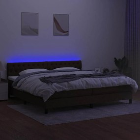 Box spring postel s matrací a LED tmavě hnědá 200x200 cm textil 3133424