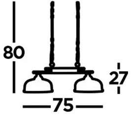 Searchlight 3592-2AB Dvojité závěsné svítidlo BISTRO patina, čiré sklo