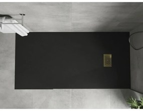 Mexen Hugo, obdélníková sprchová vanička SMC 180 x 90 cm, černá, zlatá krytka, 42709018-G