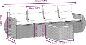 5dílná zahradní sedací souprava s poduškami černá polyratan 3224879