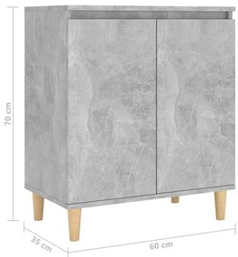 vidaXL Marketos Příborník dřevěné nohy betonově šedý 60 x 35 x 70 cm kompozit