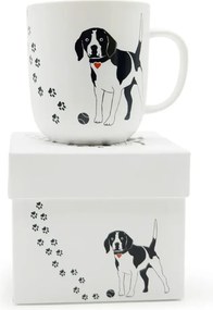 Hrnek Aport, 400 ml – New Bone China, černobílý pes, dárková krabička
