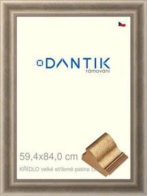 DANTIK rámeček 59,4x84 | KŘÍDLO velké stříbrné patina (Plexi Čiré)
