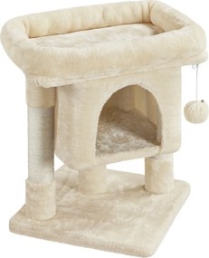 Kočičí nábytek se škrabadlem Yaheetech – béžová, 40,5 cm (délka) × 40,5 cm (šířka) × 58 cm (výška), 60 cm (265240658014)