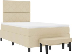 Postel s boxspringem s čelo Krémová 120 x 190 cm textil 3344133