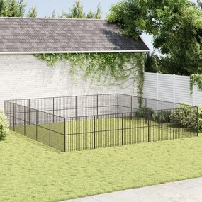 Ohrádka pro psy 20 panelů černá pozinkovaná ocel 3209556