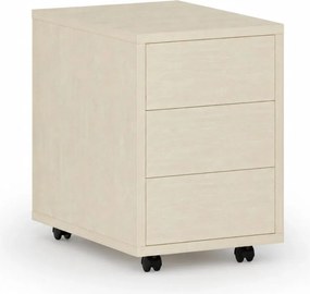 Kancelářský mobilní kontejner PRIMO WOOD, PUSH-lock, 3 zásuvky, bříza