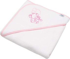 Dětská froté osuška s výšivkou a kapucí New Baby 80x80 bílá sloník