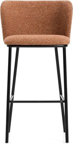 Čalouněná barová židle v terakotové barvě (výška sedáku 75 cm) Ciselia – Kave Home