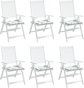 vidaXL Podušky na zahradní židli 6 ks 40x40x3 cm látka oxford [314037] Barva: Bílo-zelená