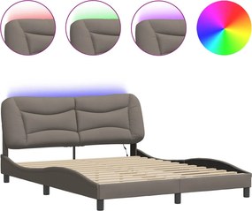 Rám postele s LED bez matrace Hvar Taupe 160x200 cm Látka 3213715