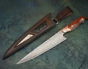 KnifeBoss damaškový nůž Chef 8" (205 mm) Snakewood VG-10