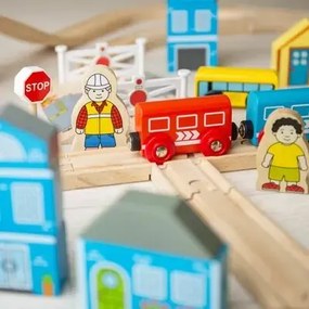 Bigjigs Rail Dřevěná vláčkodráha město a vesnice / 101 dílů / od 3 let