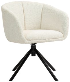HOMCOM křeslo lounge chair s područkami, funkce otáčení o 360°, vzhled lnu, otočné křeslo s kovovými nohami, do obývacího pokoje, ložnice, krémově bí…