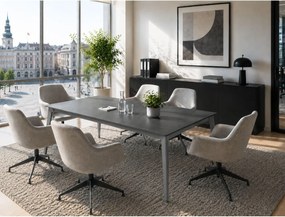 Jednací kancelářský stůl PRIMO ACTION, 160x80 cm, šedostříbrná podnož, buk