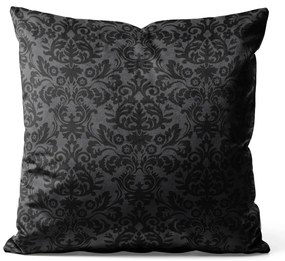 Dekorační velurový polštář Elegantní ornament - černá kompozice se symetrickým vzorem