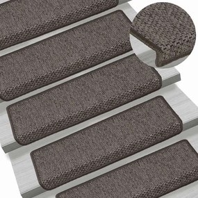 Samolepící nášlapy na schody sisal 15ks 65x21x4cm šedé a béžové 326884