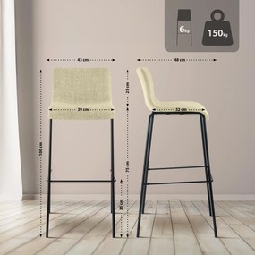 Barová židle Hoover látka čtyřnohá konstrukce černá konstrukce – krémová