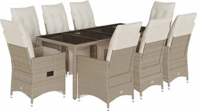 9dílný zahradní bistro set s poduškami béžový polyratan 3276942