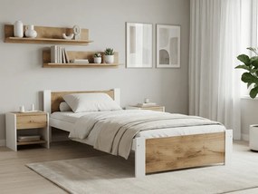 Postel IKAROS 90 x 200 cm, bílá/dub artisan Matrace: Matrace Coco Maxi 20 cm, Rošt: S laťkovým roštem