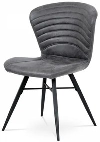 Jídelní židle šedá vintage látka, kov černý mat, HC-442 GREY3