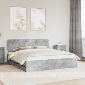 Rám postele s čelo Betonově Šedá 180 x 200 cm Dřevěný materiál 3412160
