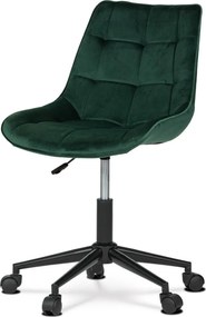 Autronic Pracovní židle, zelená sametová látka, výškově nastav., černý kovový kříž KA-J401 GRN4