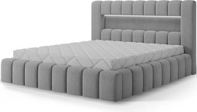 Světle šedá čalouněná dvoulůžková postel s úložným prostorem s roštem 160x200 cm Lamica – ELTAP